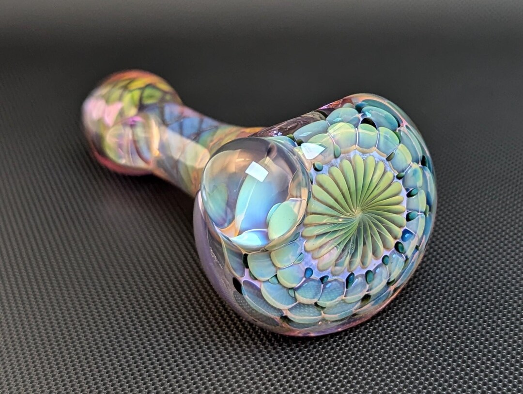 Purple Glass Pipe // Inside Out Pattern // Color Changing // Silver and ...