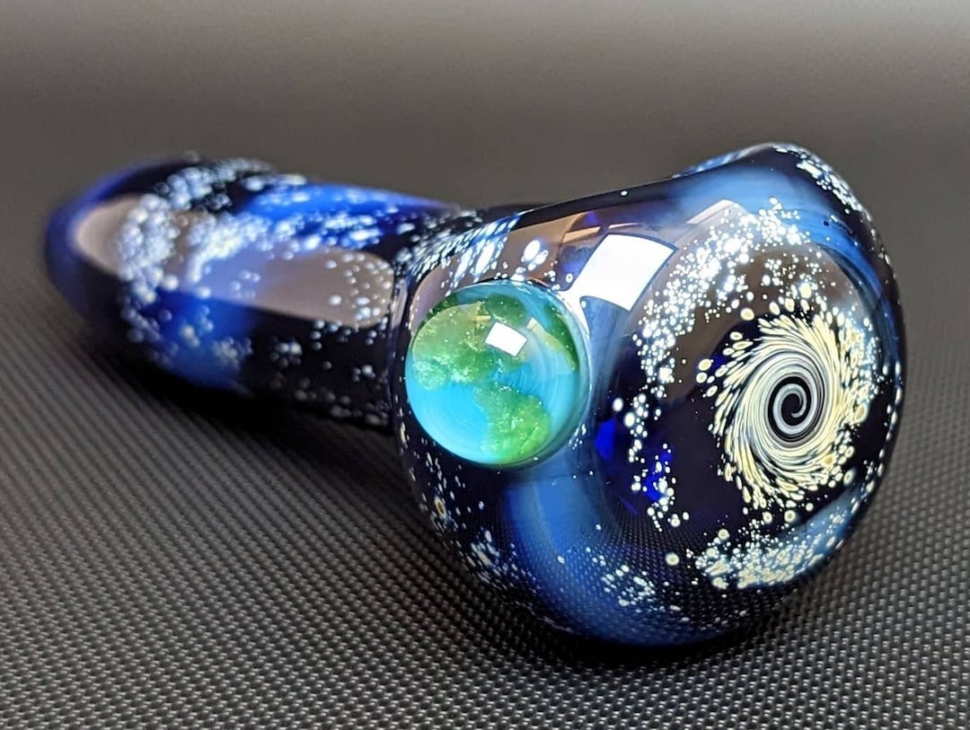 Galaxy Glass Pipe // Cobalt // Earth Marble // Starry Night - Etsy