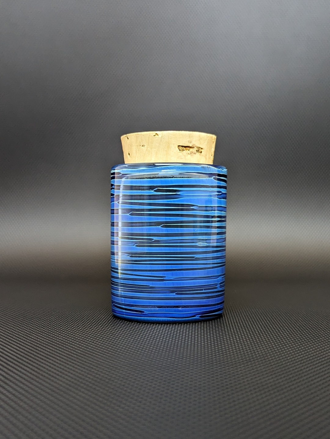 Glass Jar // Mini Jar // Blue // Silver Fume Wrap // Airtight - Etsy