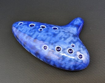 Zelda Ceramic Pipe // Denim Blue Glass Glazed Ocarina - Etsy