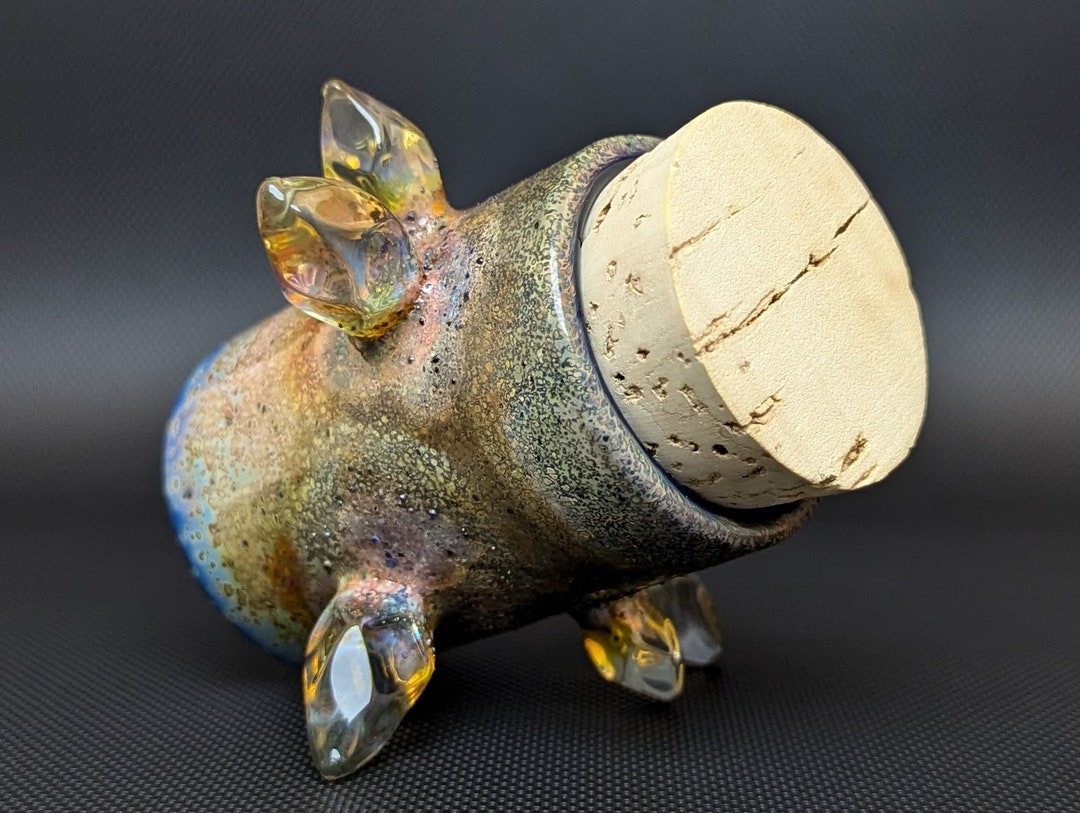 Cobalt Glass Jar // Layered Color // Crystals // Airtight Cork - Etsy