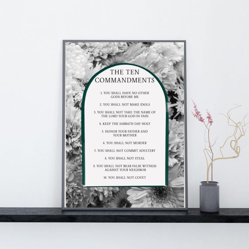Christian Easter Gift, Ten Commandments Print, Religious Spring Decor ...