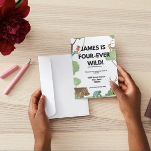 Four-ever Wild 4th Birthday Invitation | Safari Theme Template ...