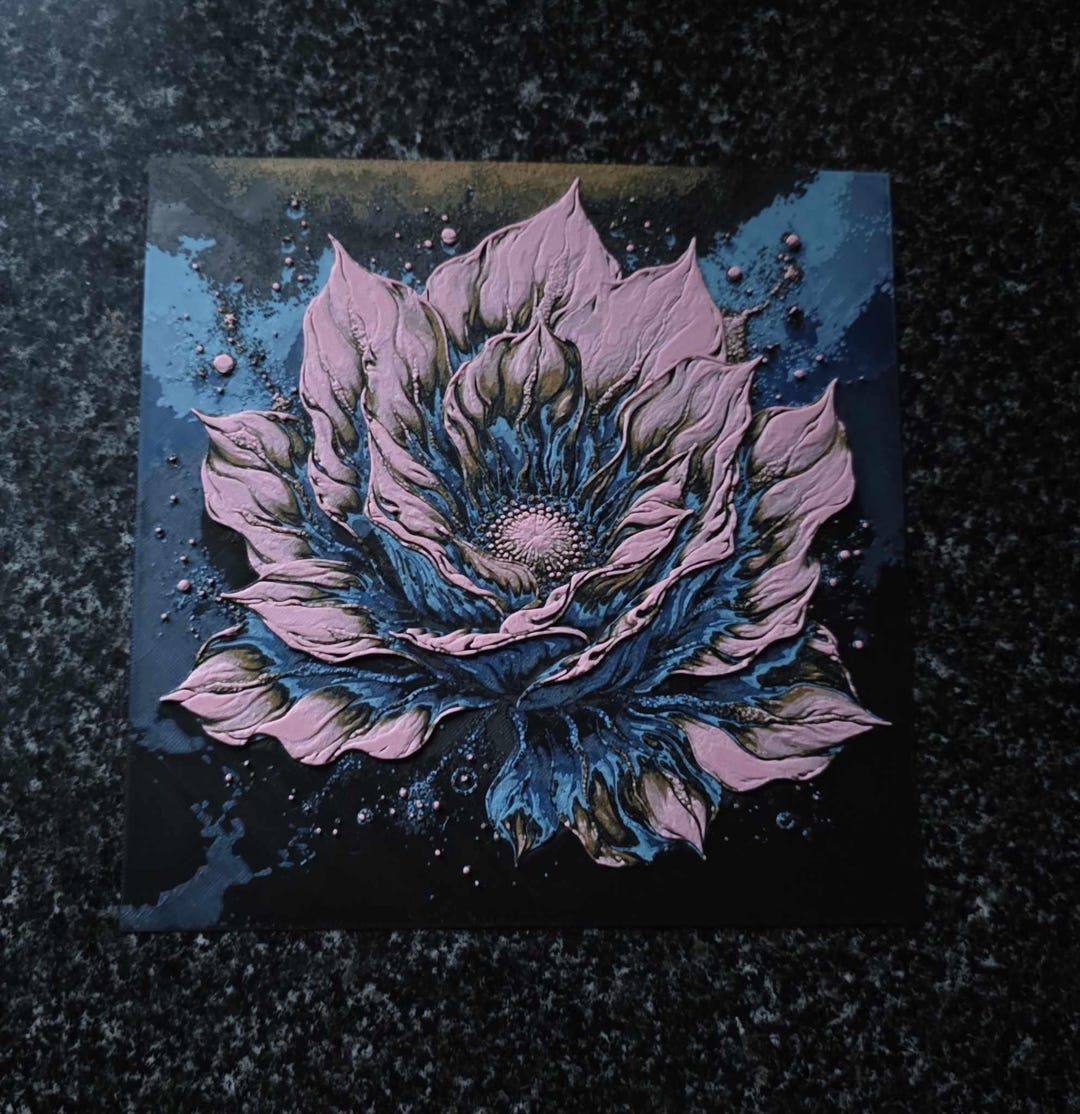 Cosmic Bloom Flower Art | 3D Printed PLA Wall Decor | 8x8 Textured ...