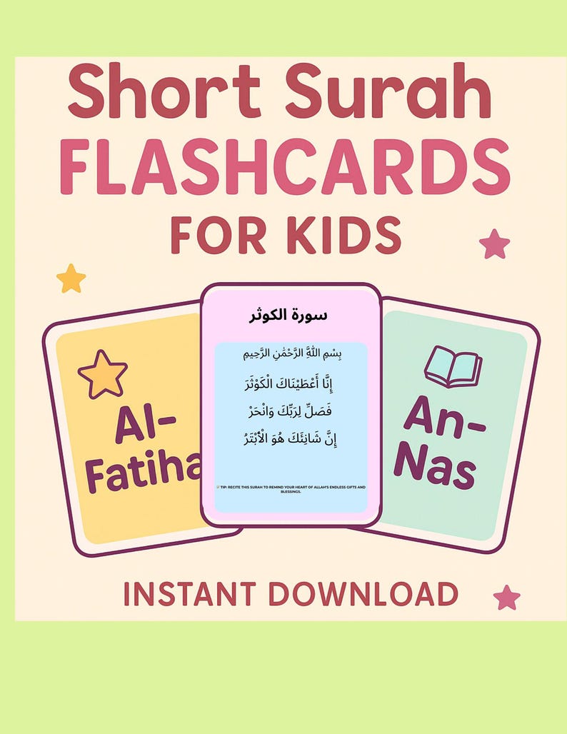 Easy to Memorize Surah, Surah Cards, Digital Islamic, Download Islamic ...