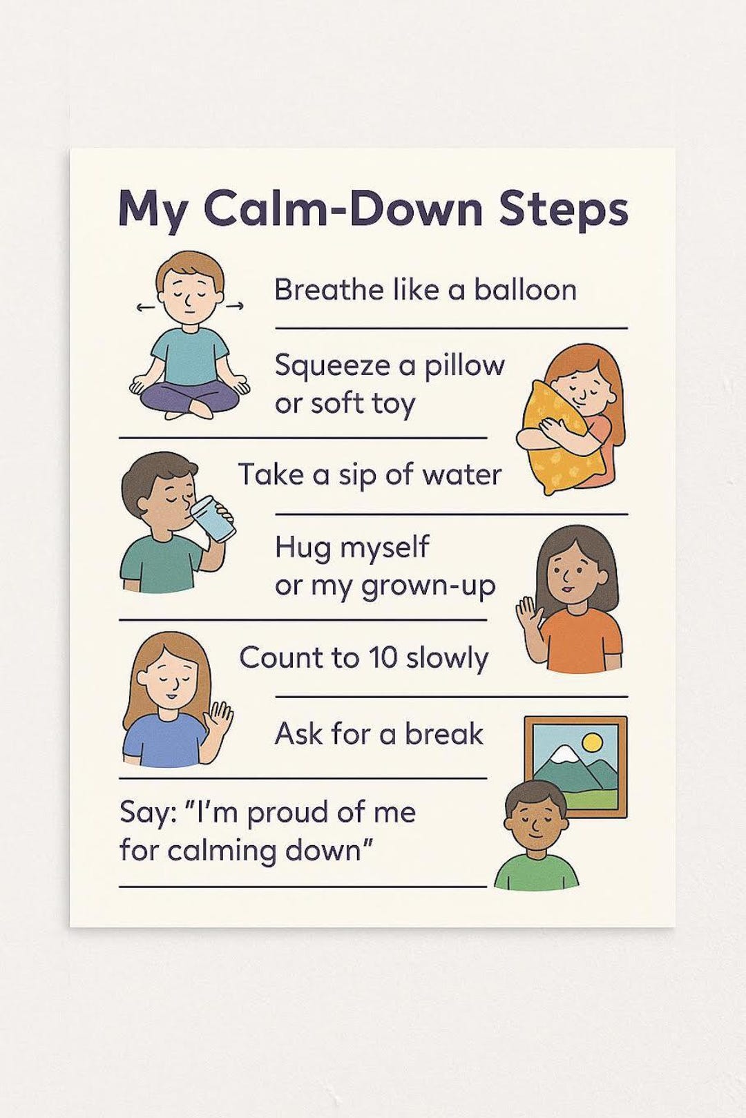 My Calm-down Steps - Printable Visual Chart for Kids/calm Corner PDF ...