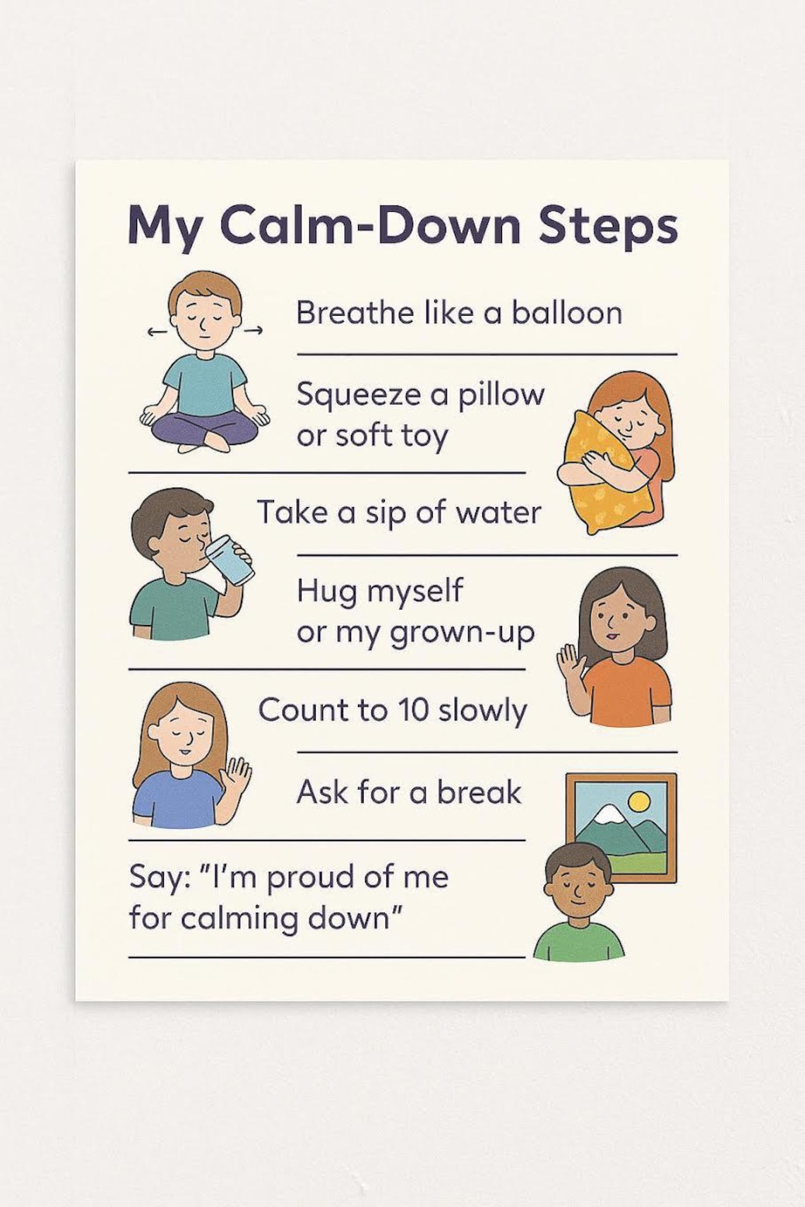 My Calm-down Steps - Printable Visual Chart for Kids/calm Corner PDF ...