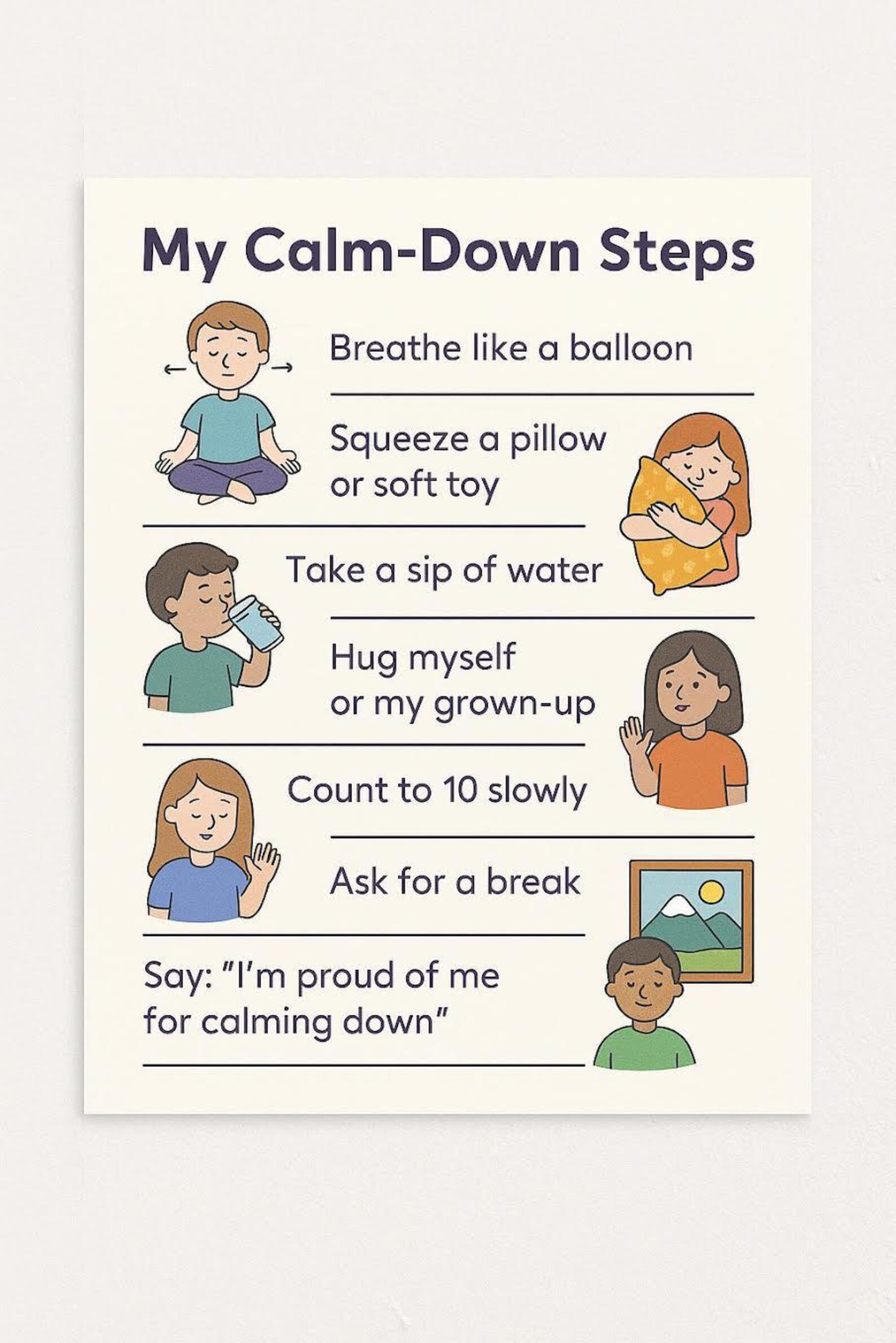 My Calm-down Steps - Printable Visual Chart for Kids/calm Corner PDF ...