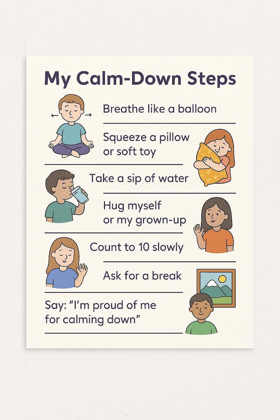 My Calm-down Steps - Printable Visual Chart for Kids/calm Corner PDF ...