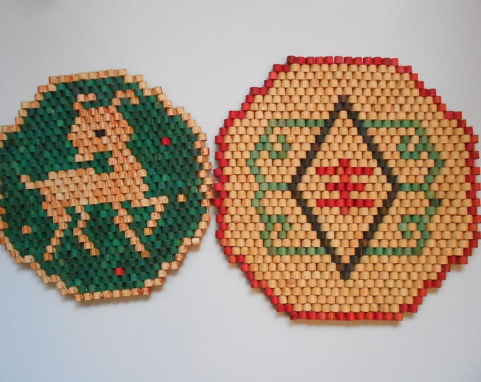 Two Vintage Wooden Bead Trivets - Etsy