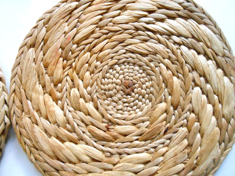 Vintage Straw Trivets Pink and Green Four Trivets - Etsy