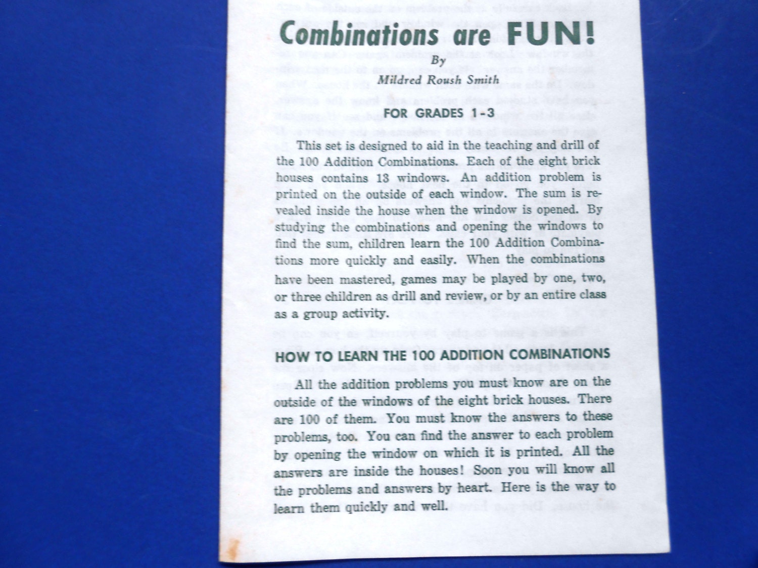 Combinations Are Fun, a Vintage Teaching Recource for Addition Facts - Etsy