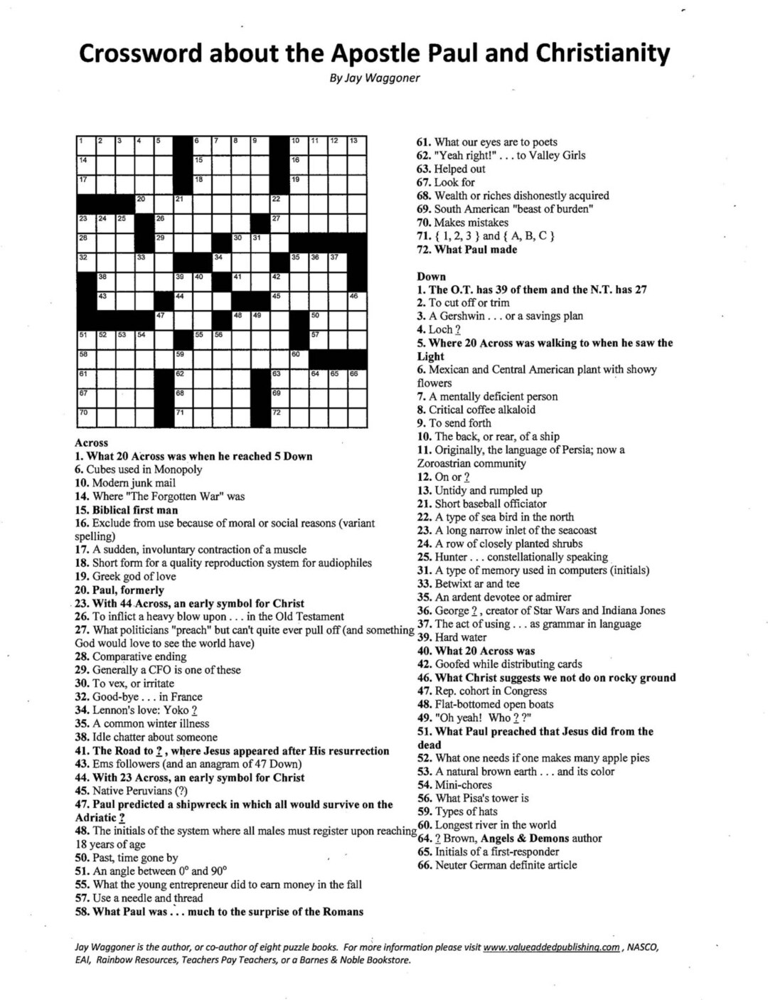 25 Bible and Christianity Puzzles,crosswords,people Searches,vocabulary ...