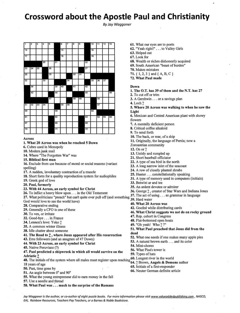 25 Bible and Christianity Puzzles,crosswords,people Searches,vocabulary ...