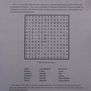 Homeschooling,home Schooling Shakespeare,macbeth,6 Puzzle Package,6 ...