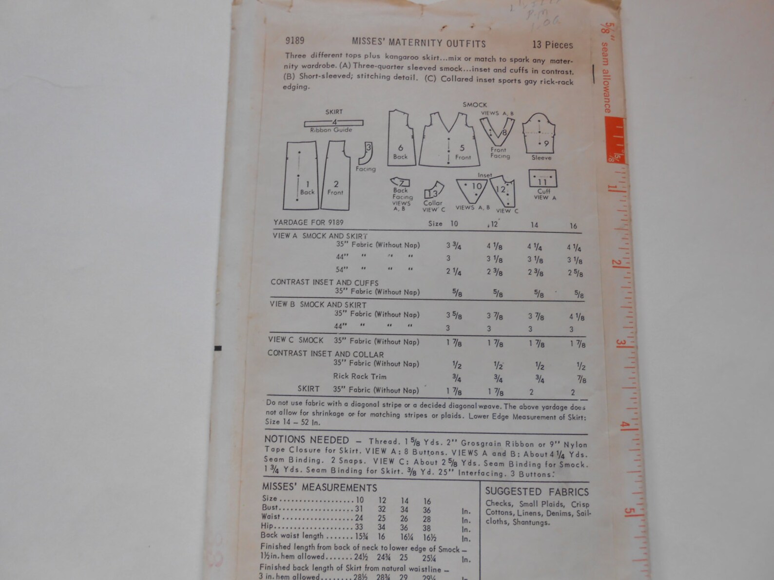 Two Vintage Maternity Sewing Patterns, Butterick 9189 and Advance 9268 ...