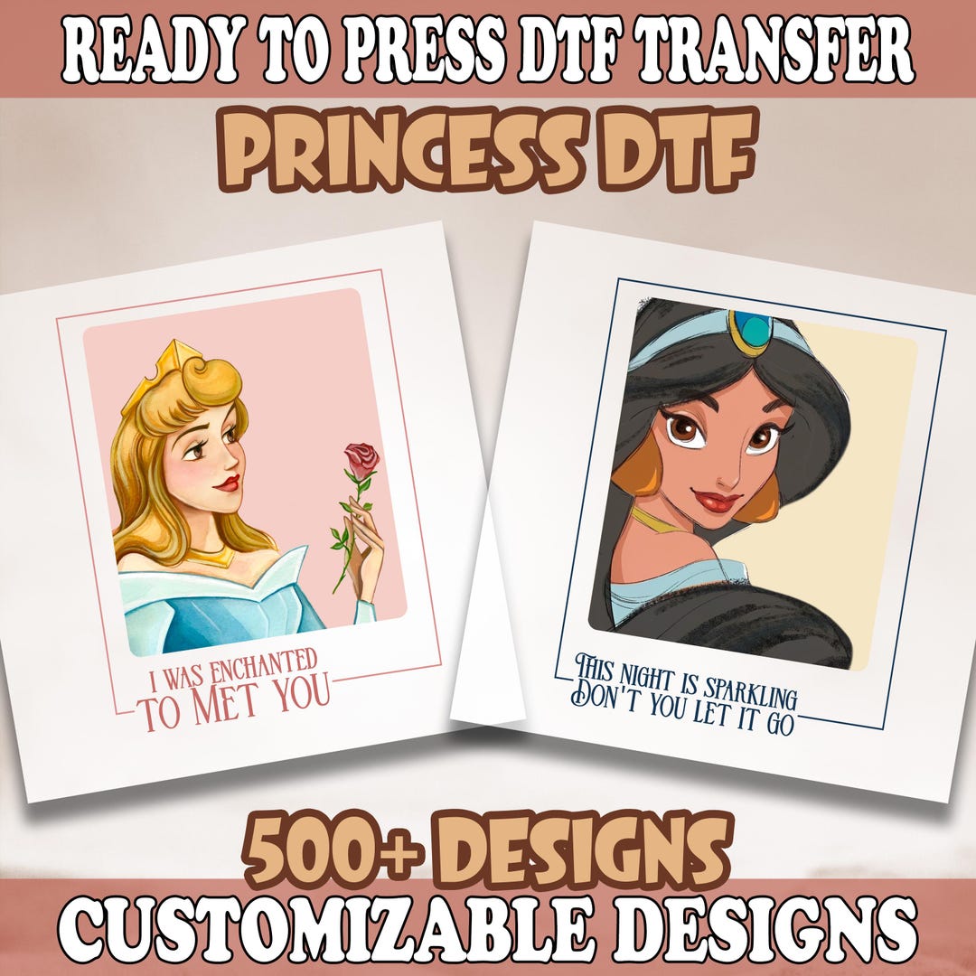 Disney Princesses Dtf Transfer, Princess Aurora Dtf, Jasmine Dtf ...