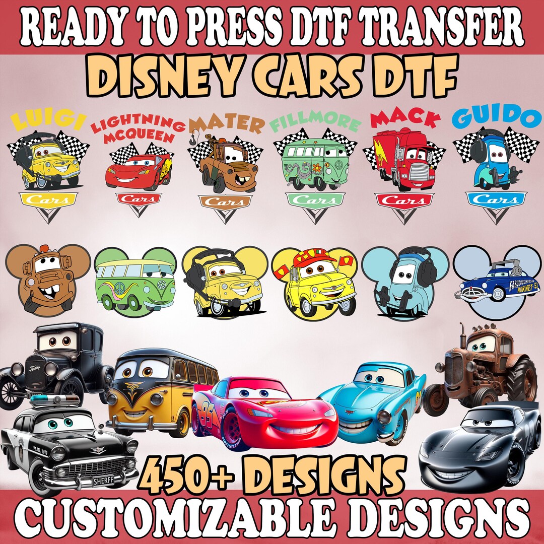 Disney Cars Dtf Transfer, Cars Movie Heat Transfer, Disney Pixar Dtf ...