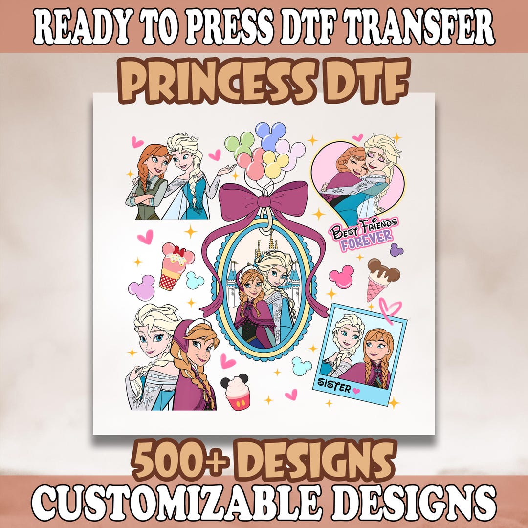 Disney Coquette Elsa and Anna Dtf Transfer, Disney Frozen Dtf, Princess ...