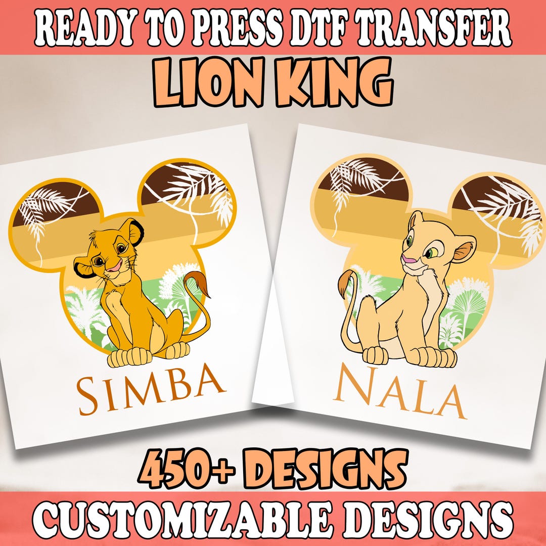Lion King Ready to Press DTF, Animal Kingdom Print, Heat Press DTF ...