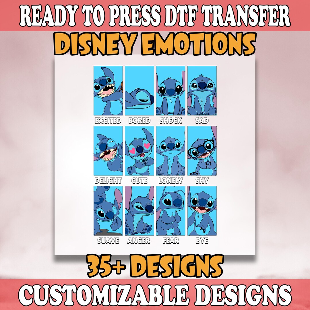 Stitch DTF Transfer, Disney Stitch Ready to Press, Disney Heat Transfer ...