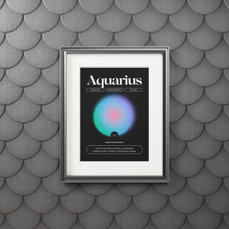 Aquarius Zodiac Fine Art Framed, Wall Decor, Astrology Decor, Home ...