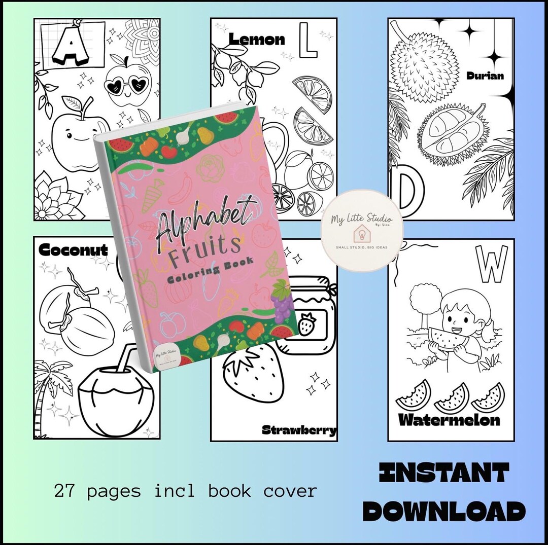 Alphabet Fruit Coloring Pages – A to Z Printable Book – Fun and ...