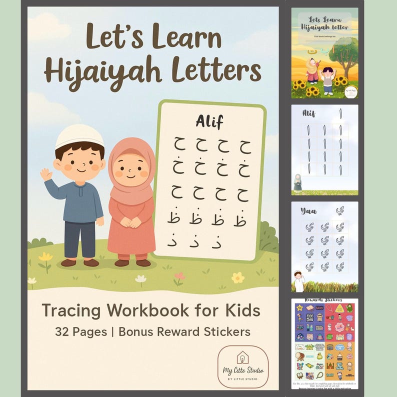 Hijaiyah Letters Tracing Book: Arabic Alphabet, Muslim Kids (digital ...