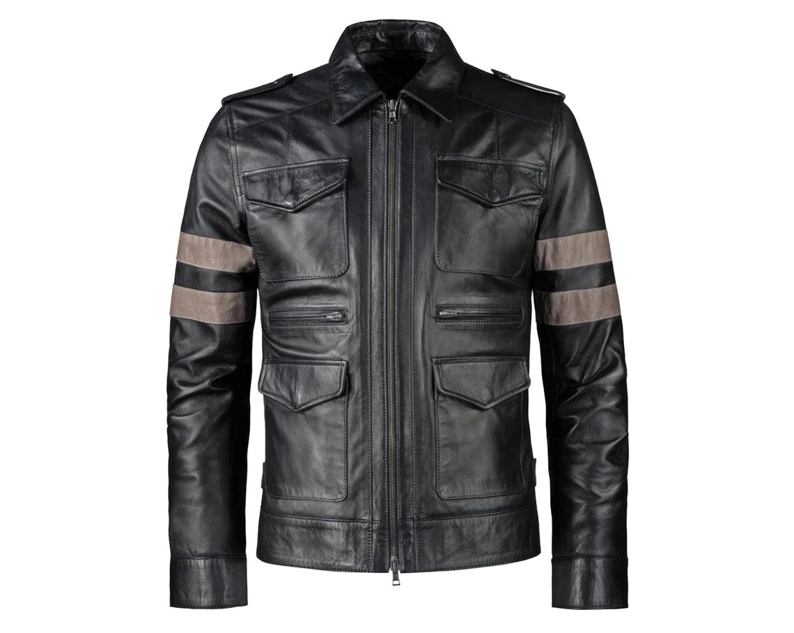 Handmade Resident Evil Inspired Jacket Leon Kennedy Cosplay Leather ...