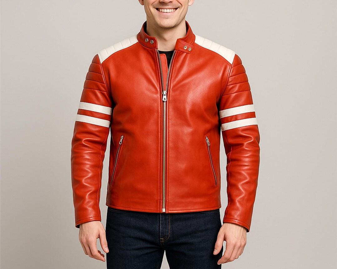 Red Leather Jacket Fight Club Inspired Cosplay Jacket - Etsy