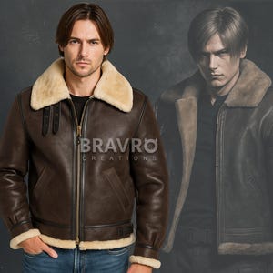 Resident Evil 4 Leon Kennedy Jacket | B3 Bomber Shearling Coat | RE4 ...