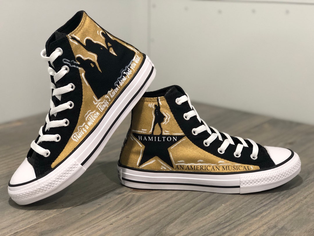 Hamilton the Musical High Top Gold Painted Converse - Etsy