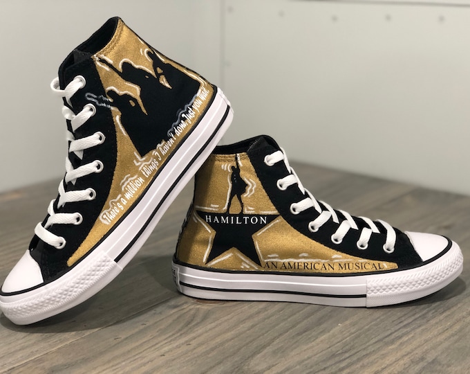 Hamilton the Musical High Top Gold Painted Converse - Etsy