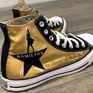 Hamilton the Musical High Top Gold Painted Converse - Etsy