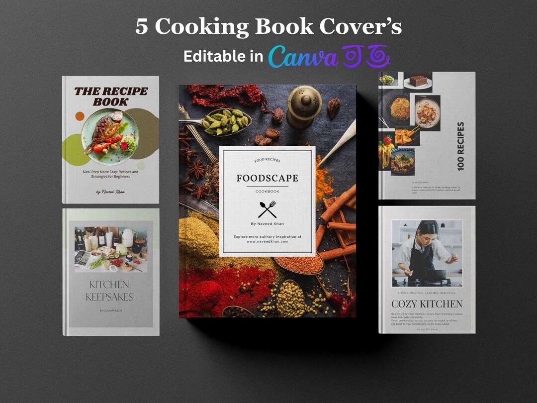 5 Editable Cooking Book Cover Templates | Canva Kitchen Ebook Covers ...