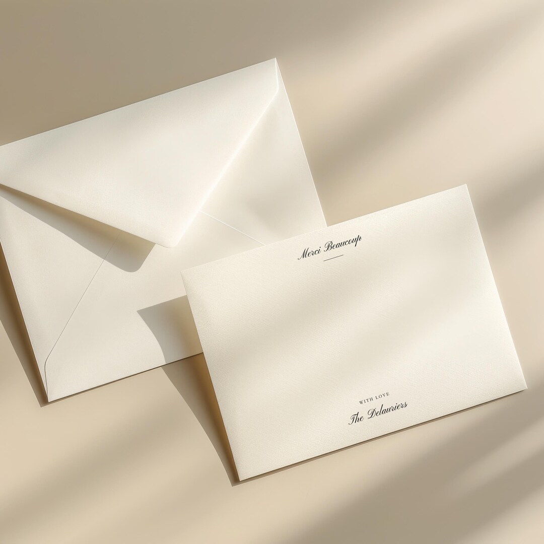 Elegant Merci Beaucoup Thank You Card Template: Personalized Stationery ...