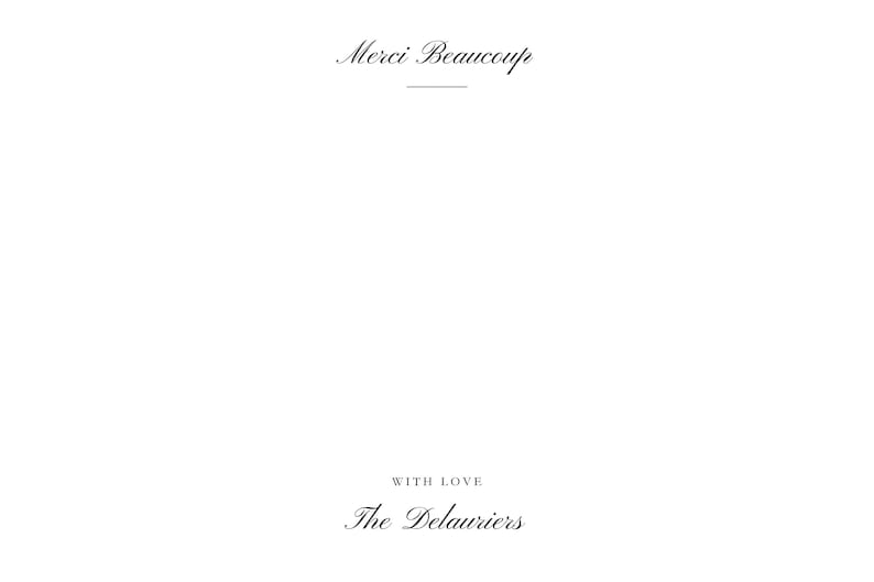 Elegant Merci Beaucoup Thank You Card Template: Personalized Stationery ...