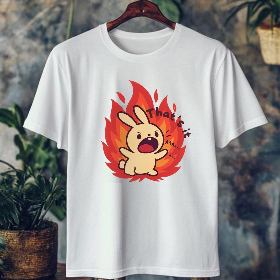 Funny Panic Bunny T-shirt | Kawaii Rabbit in Flames Meme Tee - Etsy