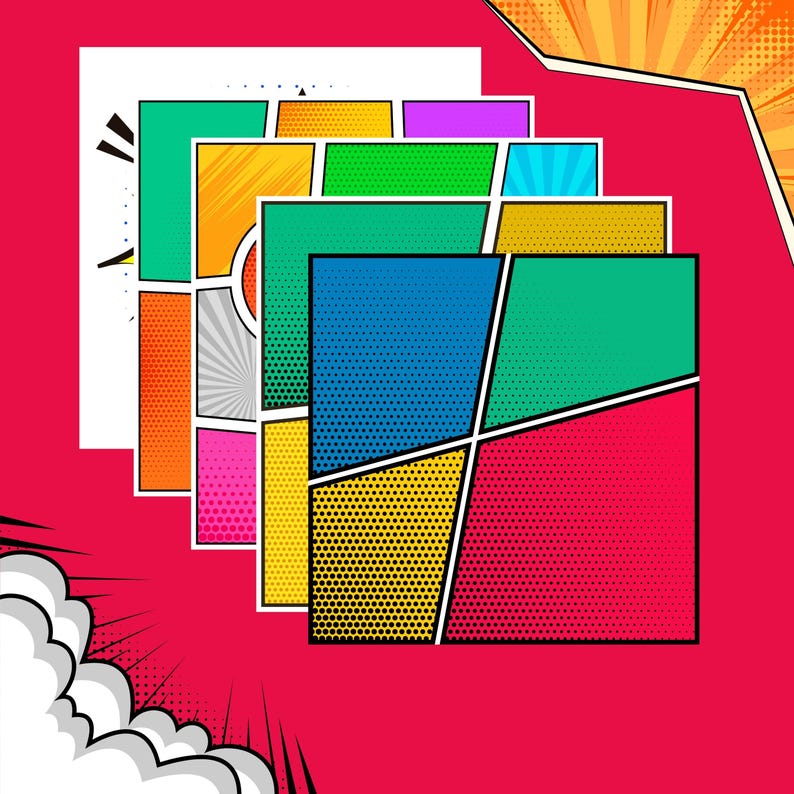 Comic Book Digital Papers: Super Hero Scrapbooking Backgrounds (300DPI ...