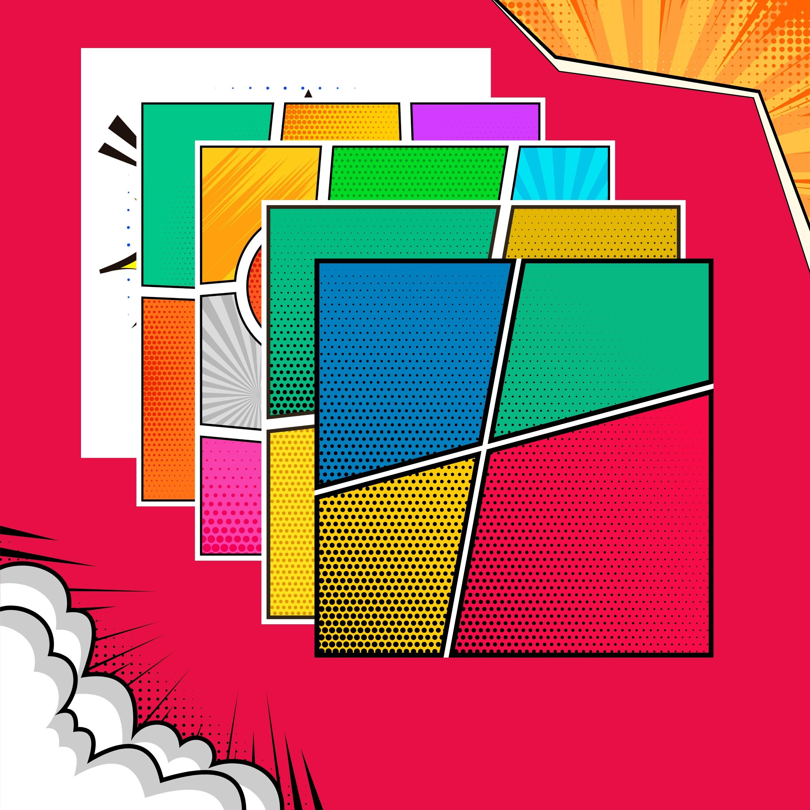 Comic Book Digital Papers: Super Hero Scrapbooking Backgrounds (300DPI ...