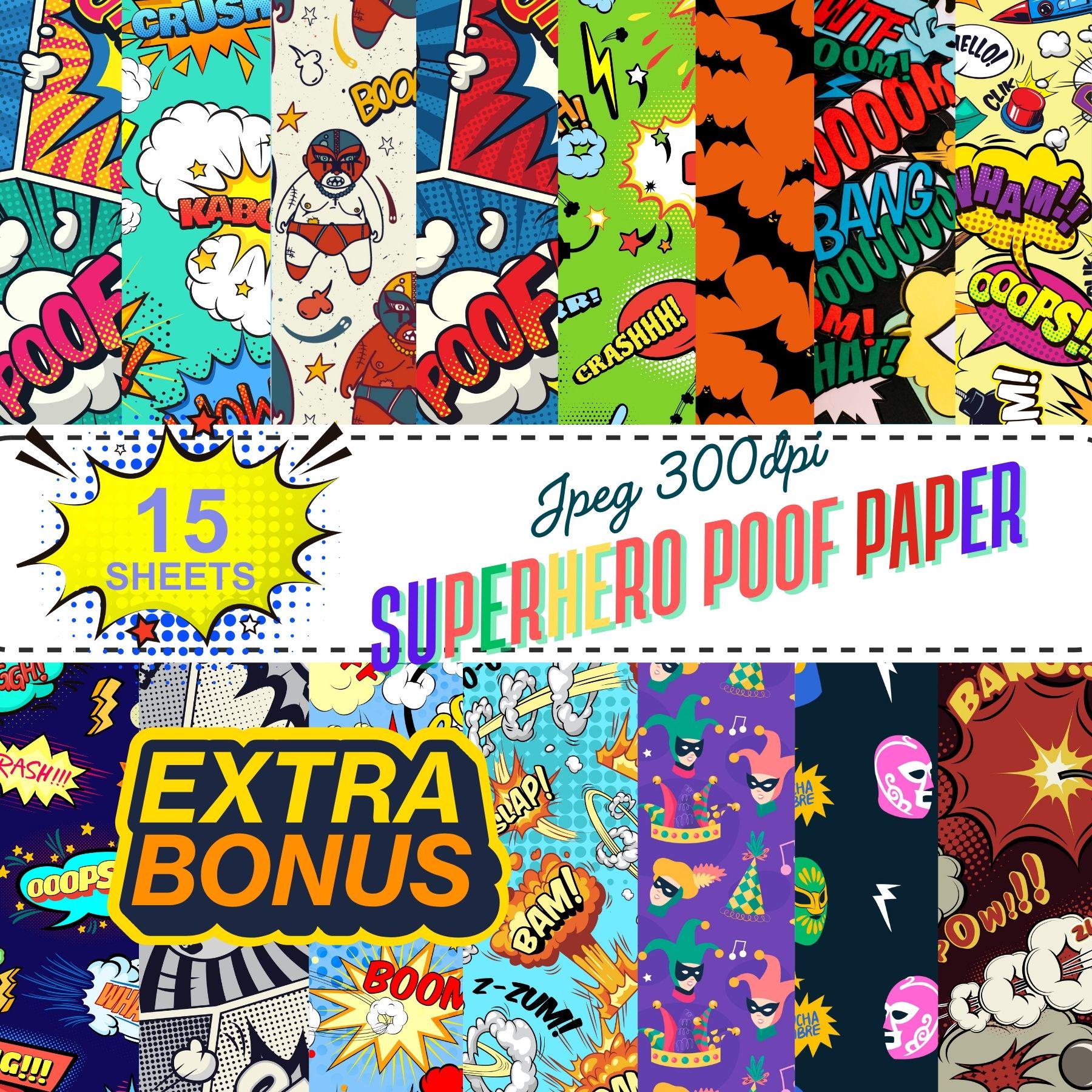 Superhero Comic Book Digital Paper: Action Words, Effects (digital ...