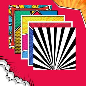 Comic Book Digital Papers: Super Hero Scrapbooking Backgrounds (300DPI ...