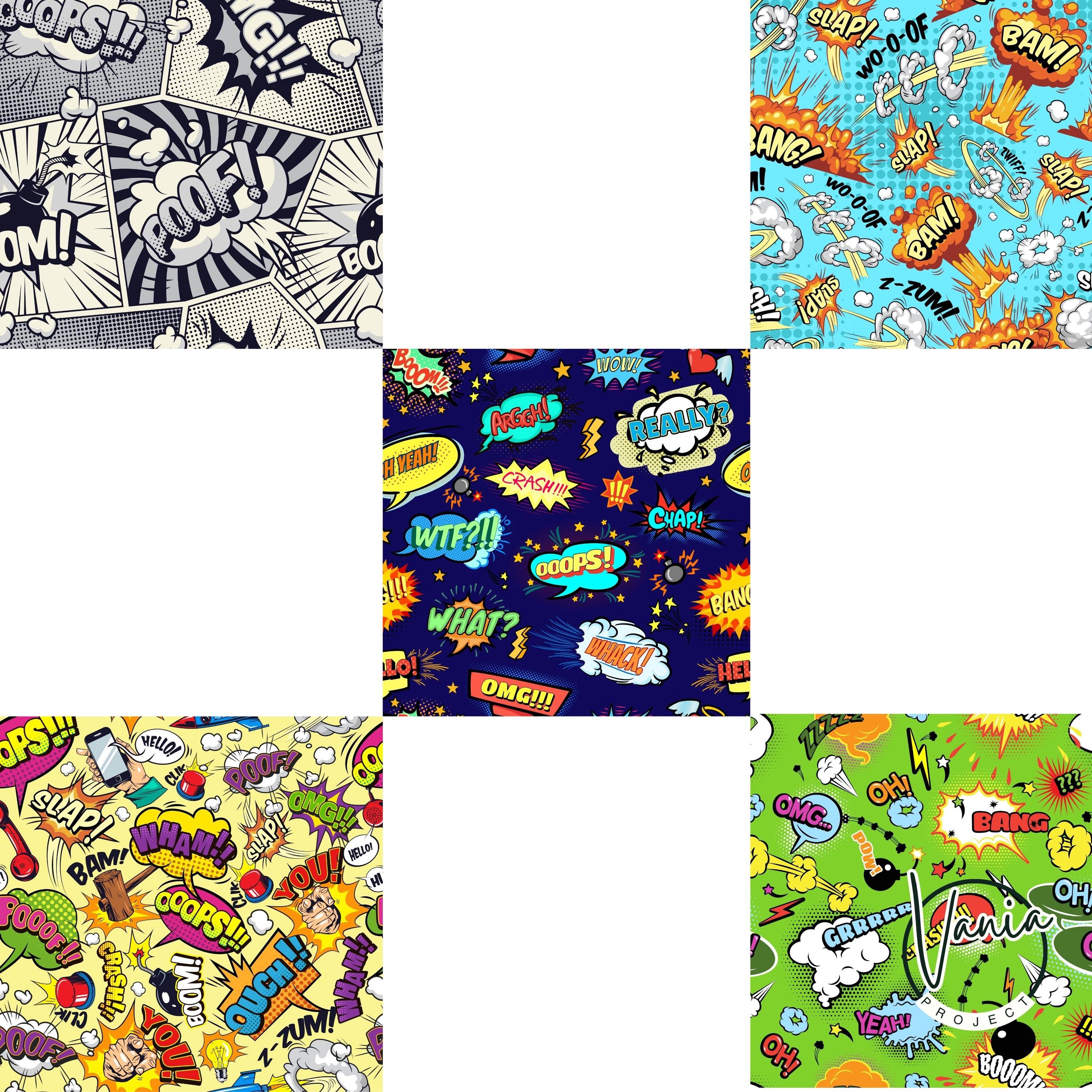 Superhero Comic Book Digital Paper: Action Words, Effects (digital ...