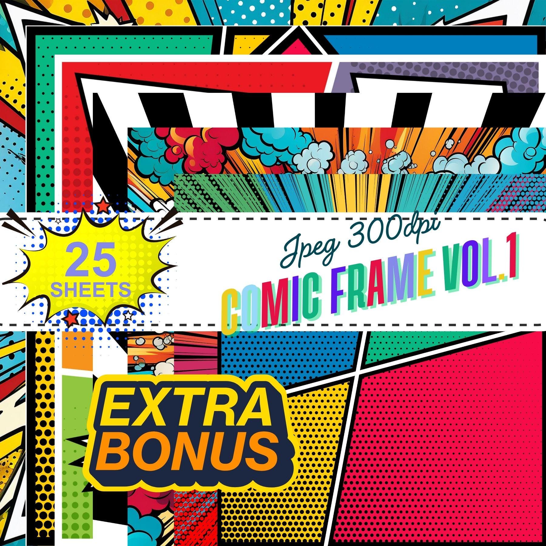 Comic Book Digital Papers: Super Hero Scrapbooking Backgrounds (300DPI ...