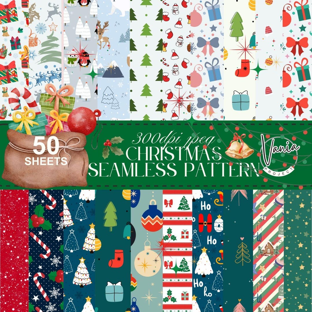 Christmas Digital Paper: Holiday Scrapbooking Paper (digital Download ...
