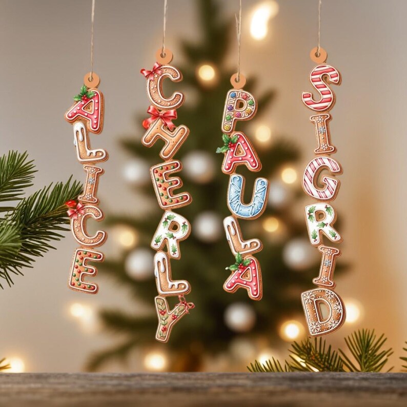 Custom Gingerbread Alphabet Ornament, Baby Name Ornament, First ...