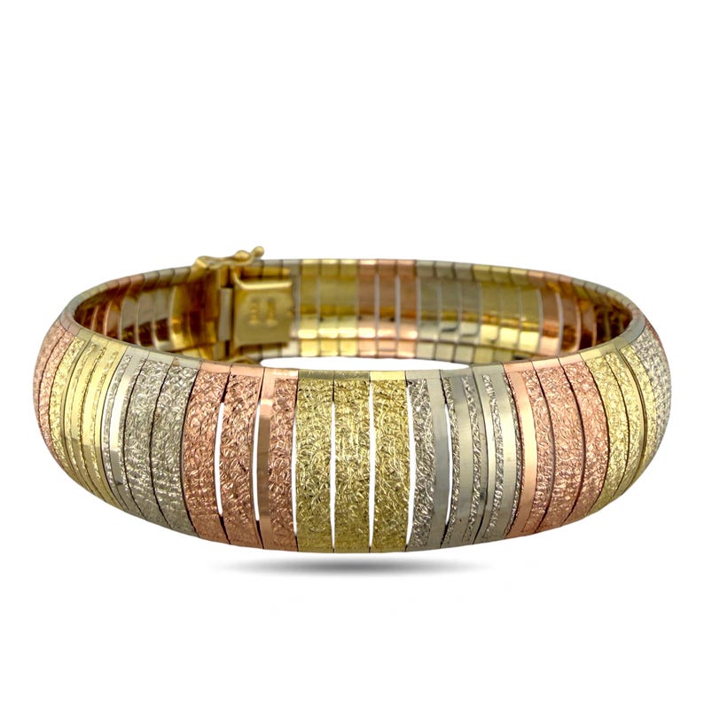 Exclusive 14K Tri-color Gold Flexible Bracelet - Etsy
