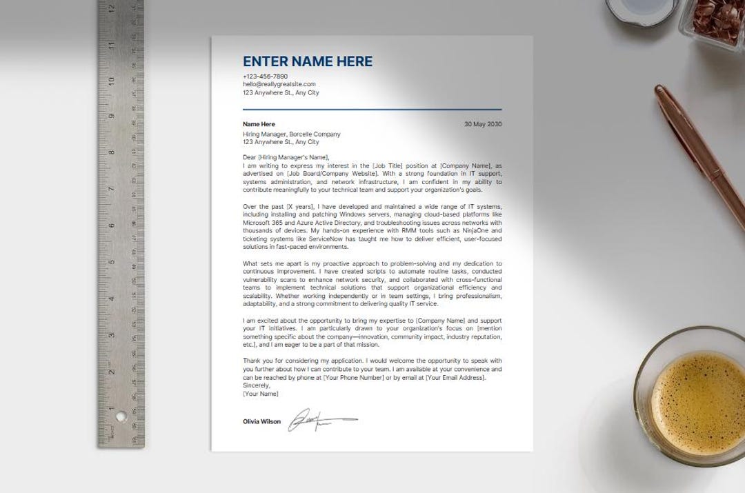 Ats-friendly IT Cover Letter Template – Microsoft Word & Google Docs ...