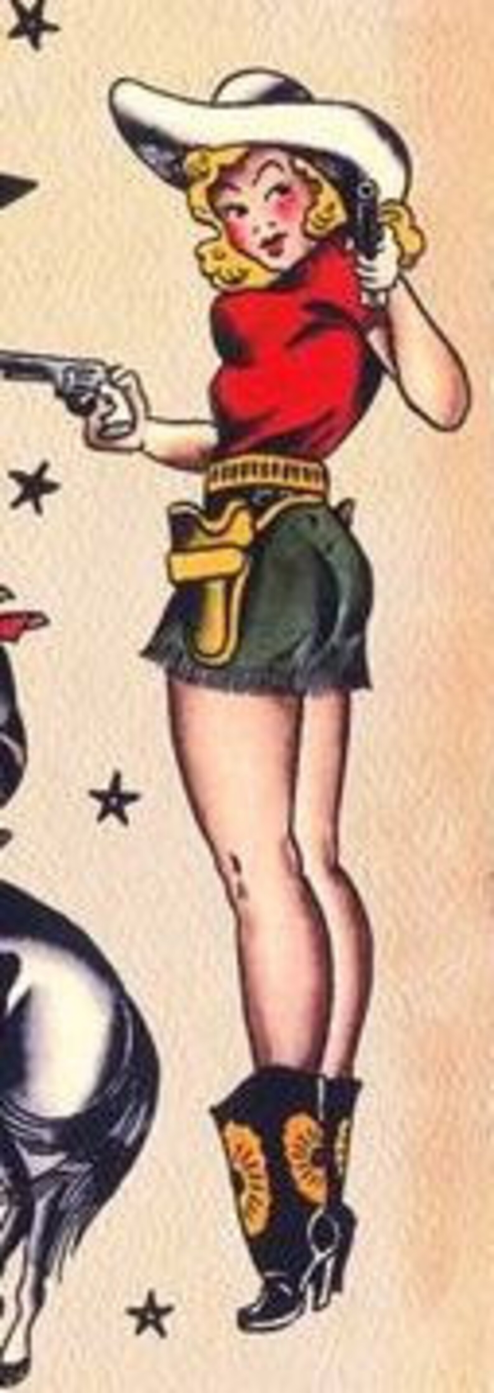Cowgirl Pin Up Sailor Jerry Tattoo Necklace Hand Engraved And Heat