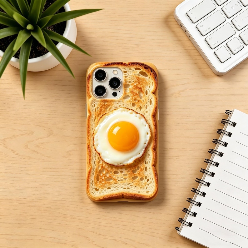 Fried Egg Toast iPhone Case, iPhone 16 15 14 13 12 11 Mini Pro Max ...